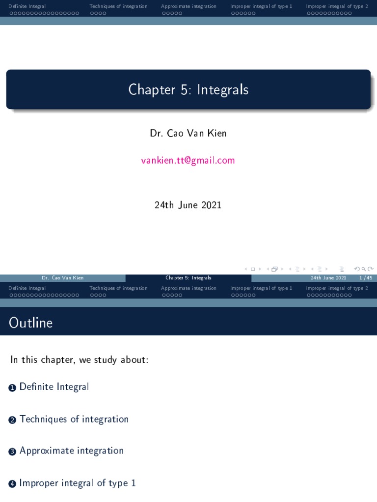 Chapter 5 - Integrals | PDF | Integral | Calculus