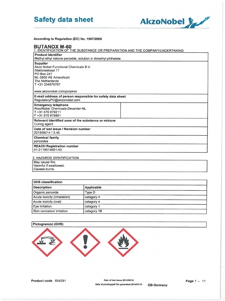 03-02-MSDS - Butanox M-60-1 | PDF