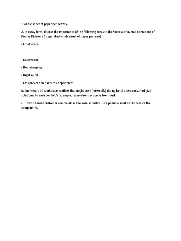 1 Whole Sheet of Paper Per Activity | PDF