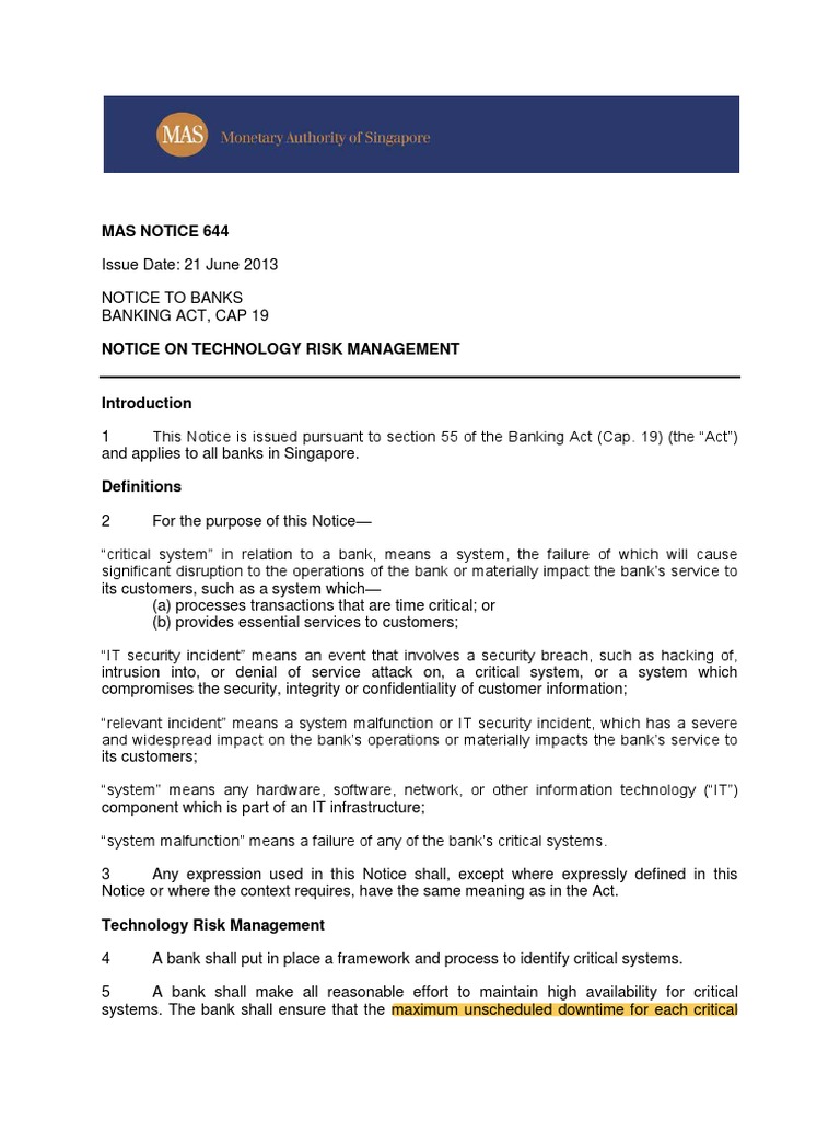 Notice MAS 644 | PDF | Security | Computer Security