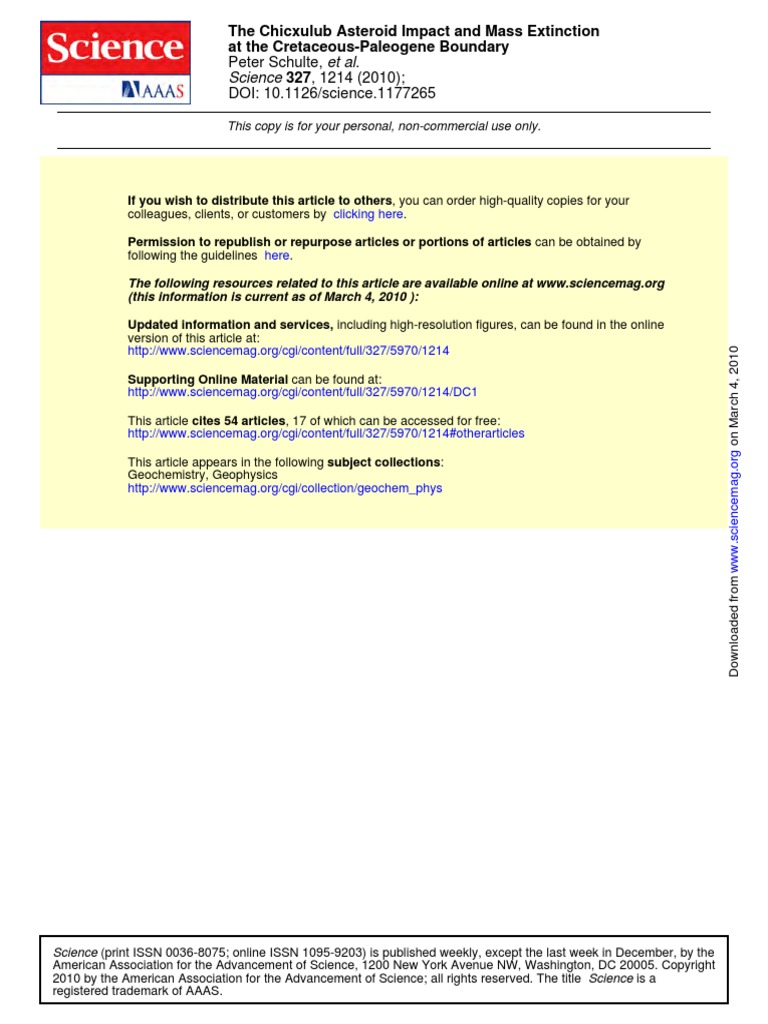 Schulte Et Al-2010 The Chicxulub Asteroid Impact and Mass Extinction at ...