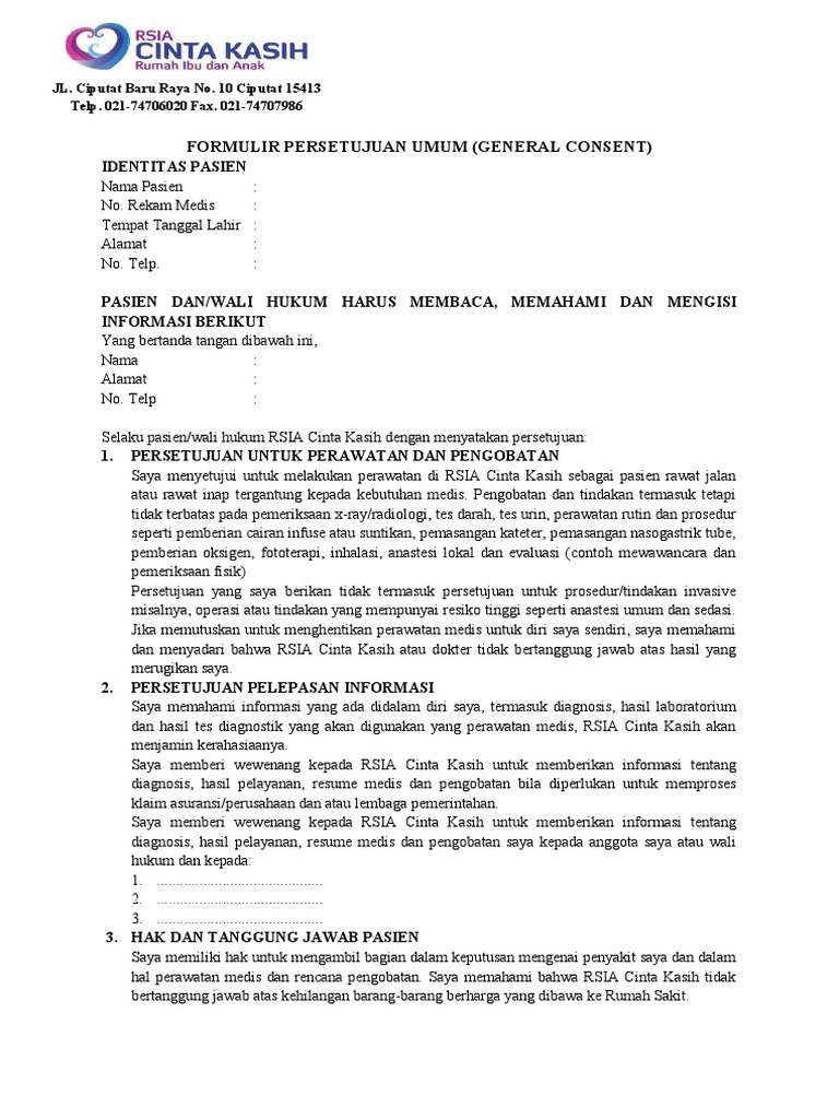 7.FORMULIR PERSETUJUAN UMUM (General Consent) | PDF