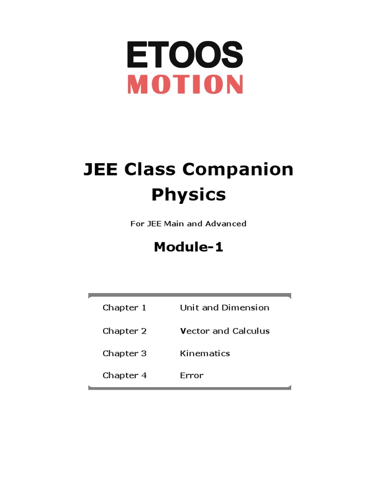 JEE Physics Module: Units to Kinematics | PDF | Trigonometric Functions ...