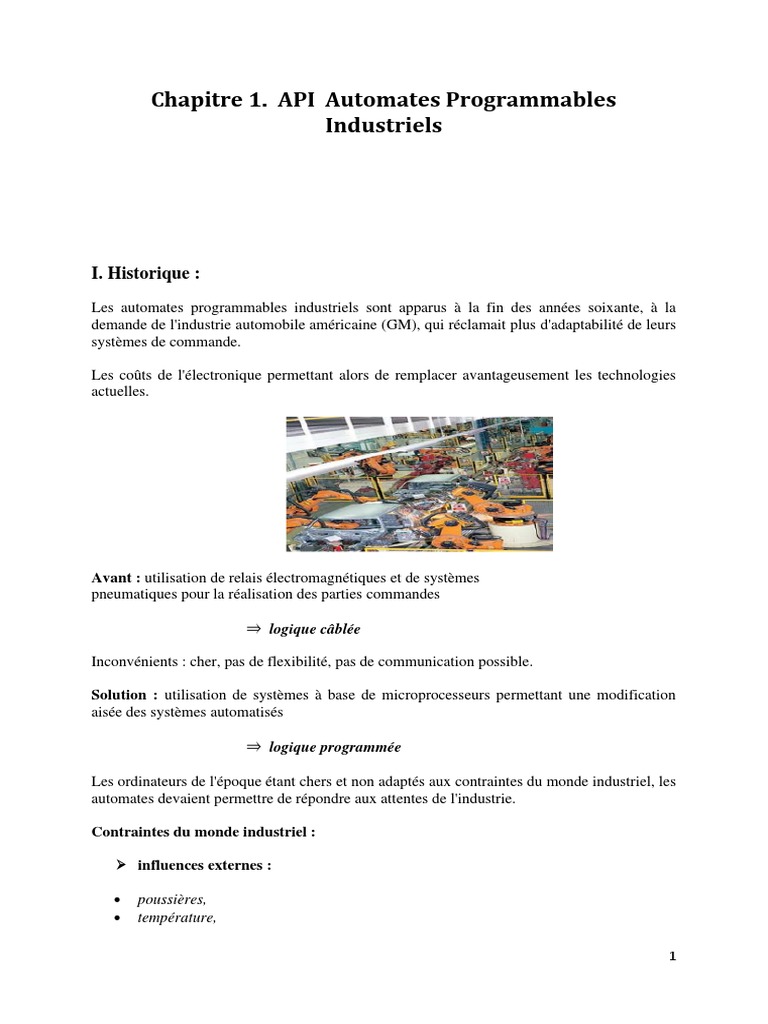 Chapitre I. Automates Programmables Industriels | PDF | Entrée/Sortie ...