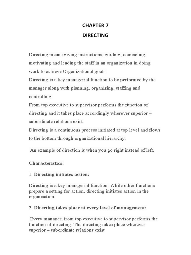 CHAPTER 7 Directing | PDF | Motivational | Motivation