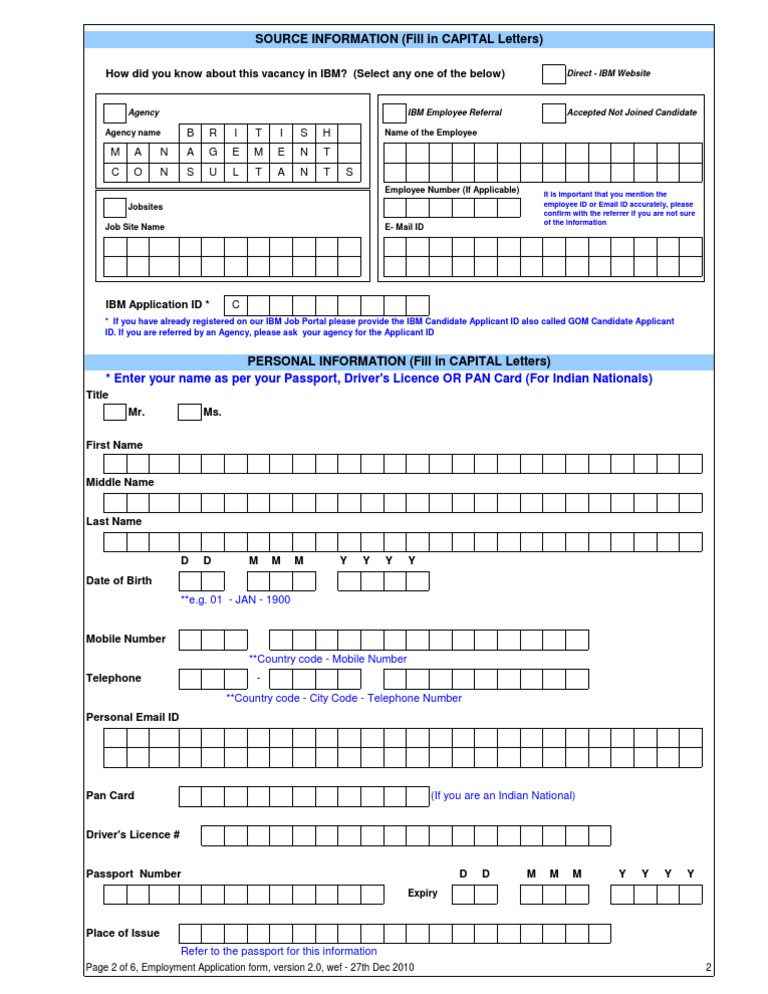IBM Job Application Form Instructions | PDF | Government And Personhood ...