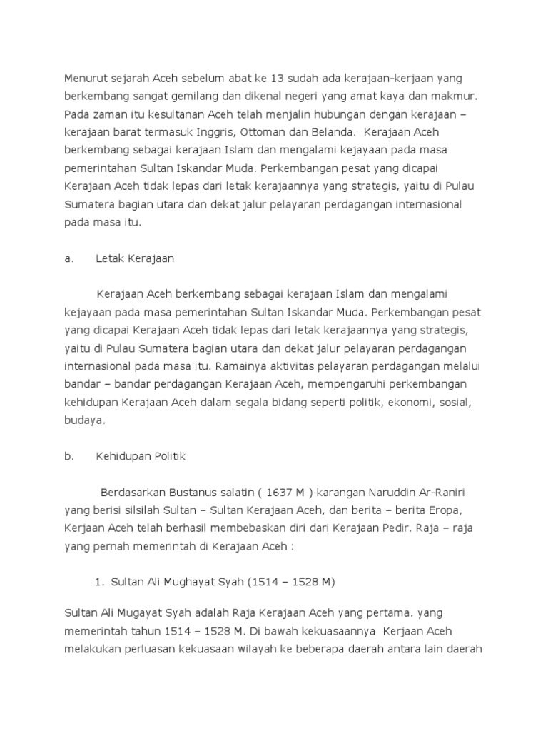 Sejarah Kerajaan Aceh | PDF