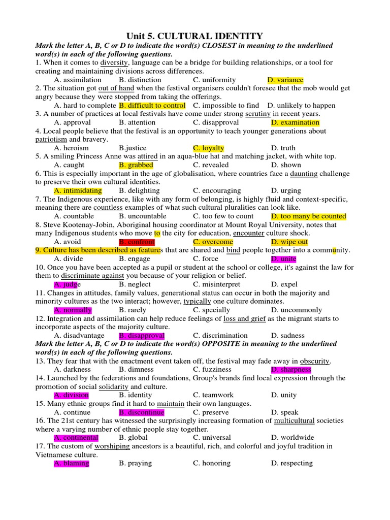 Unit 5. Cultural Identity | PDF | Mass Media | Television