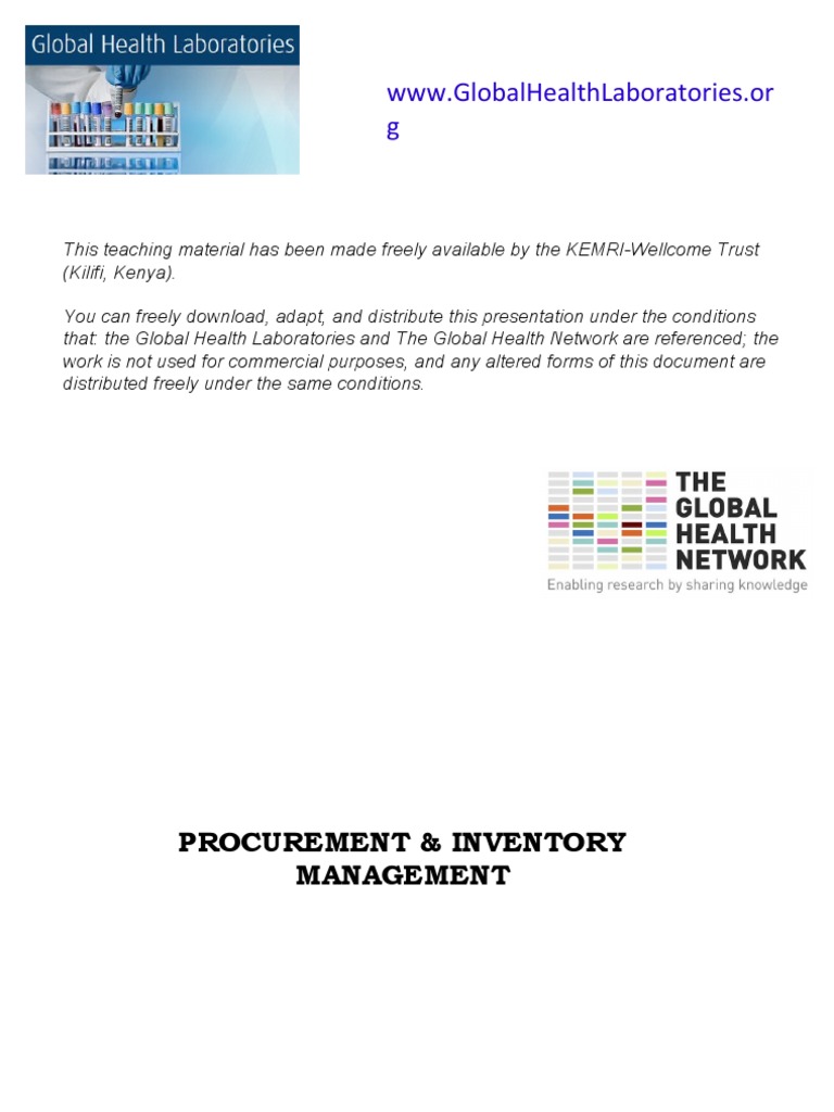 Module 7 GCLP LABORATORY PROCUREMENT and INVENTORY | PDF | Inventory ...