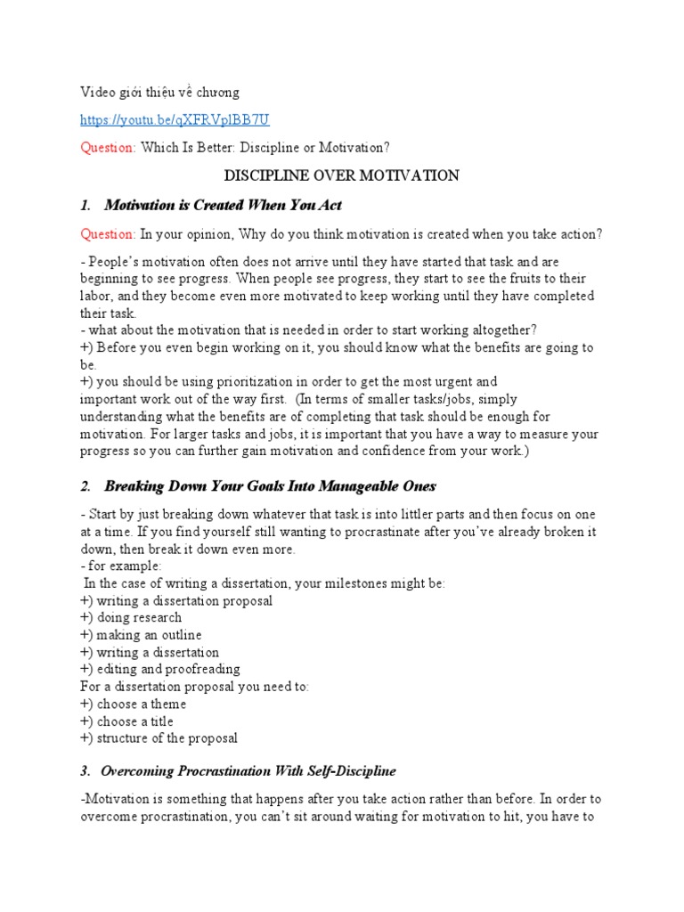 Discipline Over Motivation | PDF | Motivational | Motivation