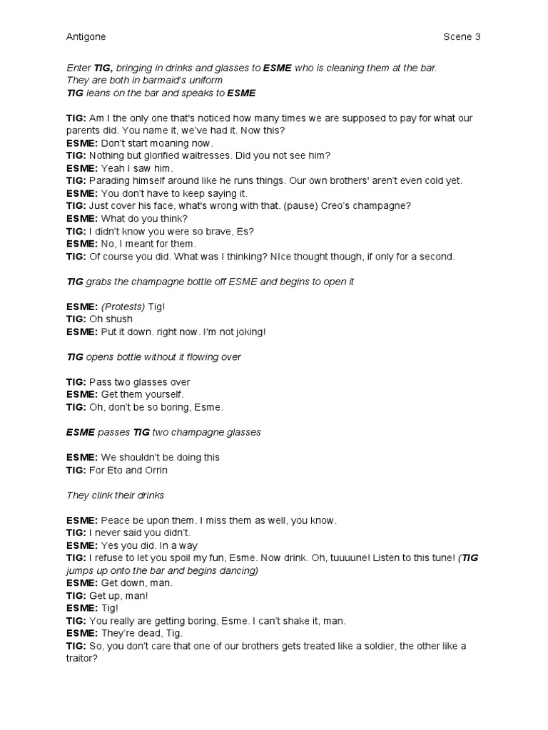 Antigone Duologue Final Script | PDF