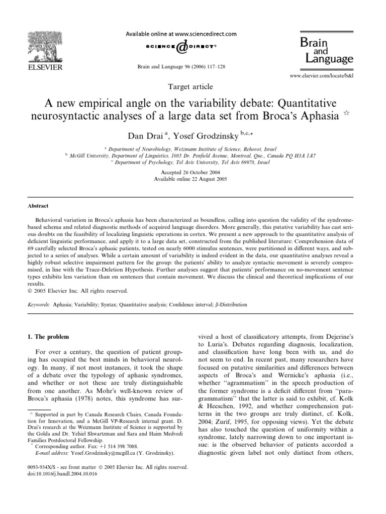 Broca Aphasia | PDF | Aphasia | Subject (Grammar)