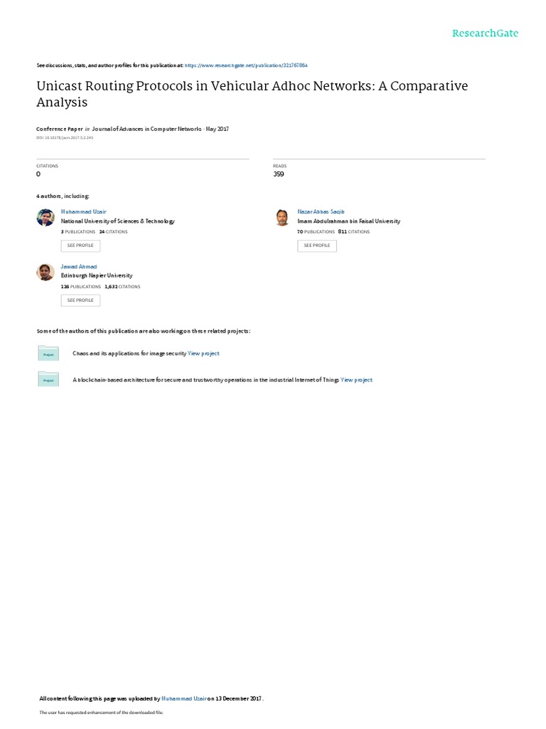 Unicast Routing in Vehicular Networks | PDF | Routing | Computer Network