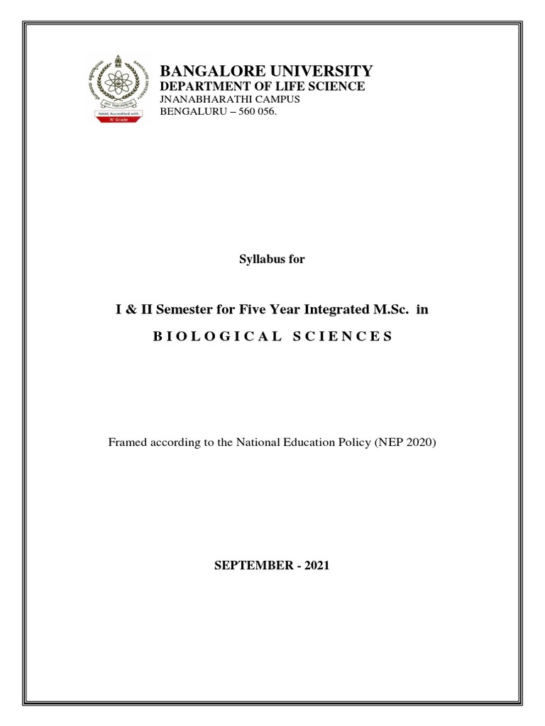 NEP Syllabus Biological Sci 16102021 | PDF | Academic Degree | Science