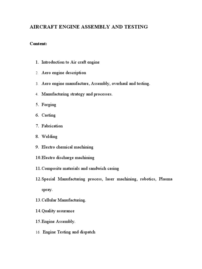 Aircraft Engine Manufacturing | PDF