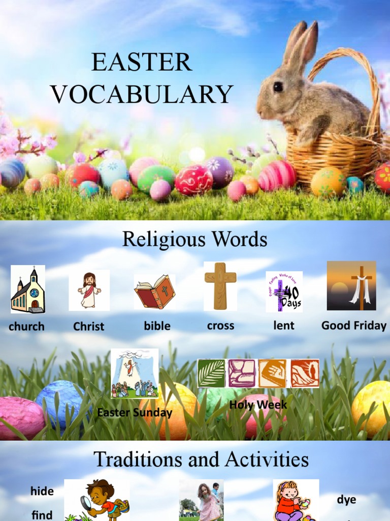 Easter Vocabulary 25 Words Related To Easter Picture Dictionaries ...