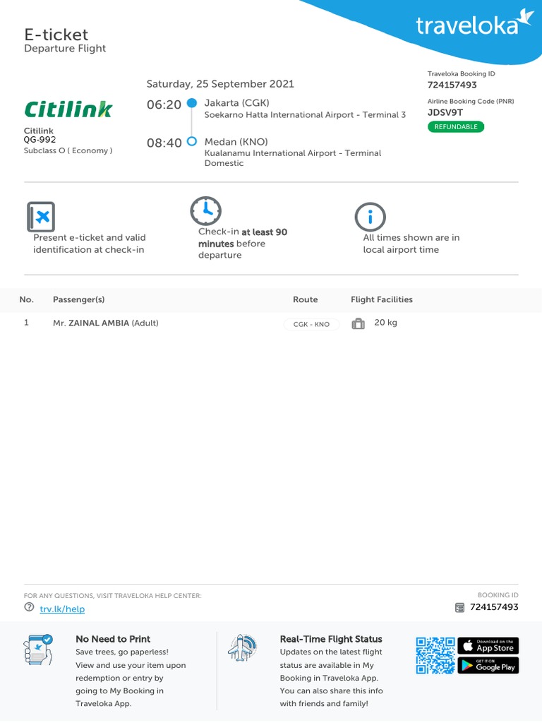 E-Ticket: Departure Flight | PDF