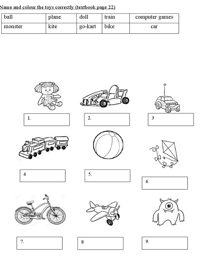 Year 1 - Name and Colour The Toys Correctly Lets Play | PDF | Rectangle ...