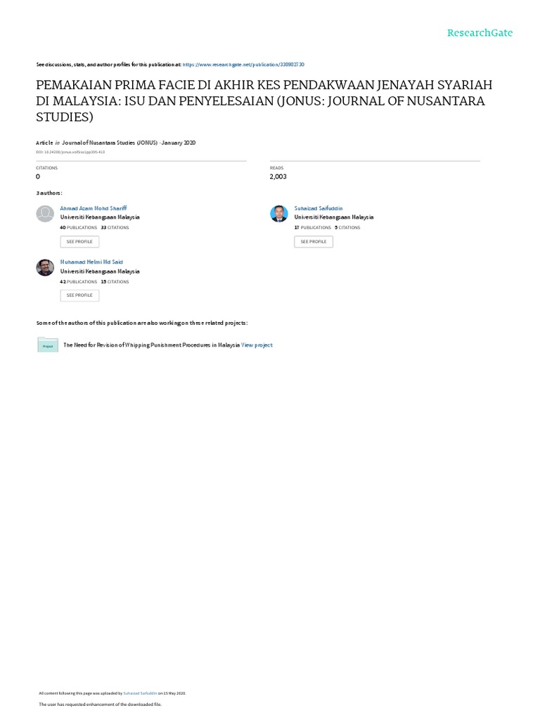 Pemakaian Prima Facie Di Akhir Kes Pendakwaan Jenayah Syariah Di Malaysia Isu Dan Penyelesaian | PDF