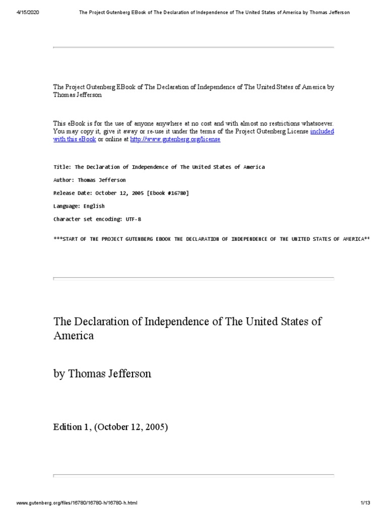 U.S. Declaration of Independence | PDF | United States Declaration Of ...