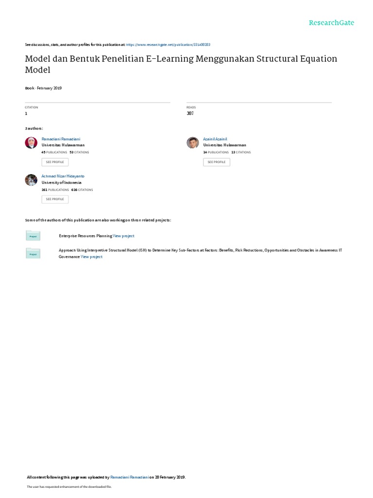 Model Dan Bentuk Penelitian E-Learning Menggunakan Structural Equation ...