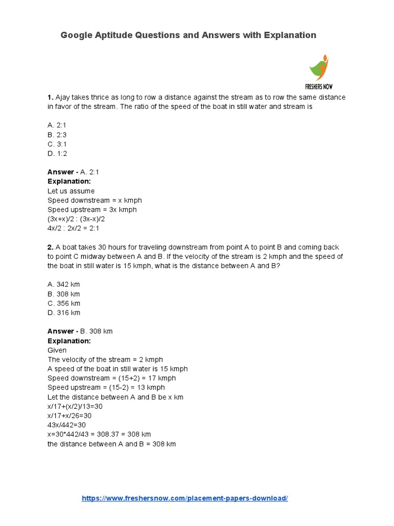 Google Aptitude Questions and Answers 2 | PDF | Speed