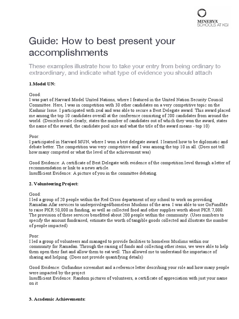 Accomplishments Guide FAQ | PDF | Career & Growth