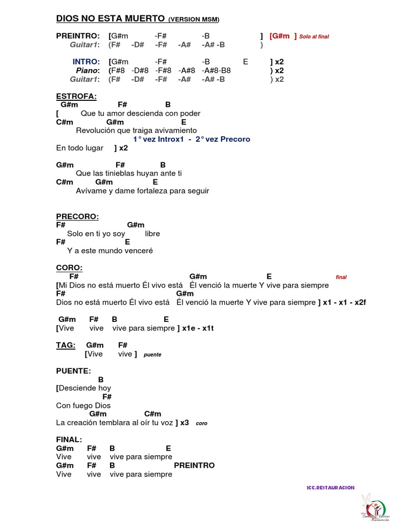 Dios No Esta Muerto (Version MSM) - Original | PDF