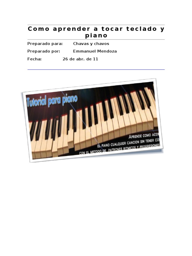 Como Aprender A Tocar Teclado y Piano | PDF | Acorde (Música ...