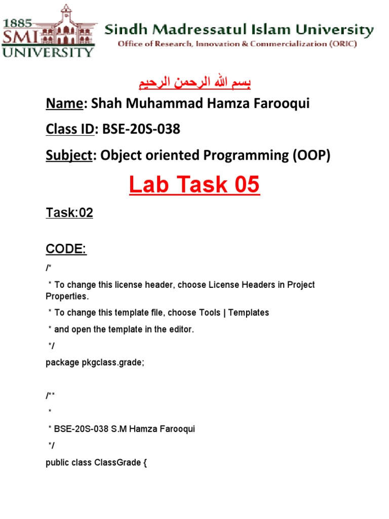 BSE-20S-038 S.M Hamza Farooqui Lab 05 Task | PDF | Information Technology Management | Software ...
