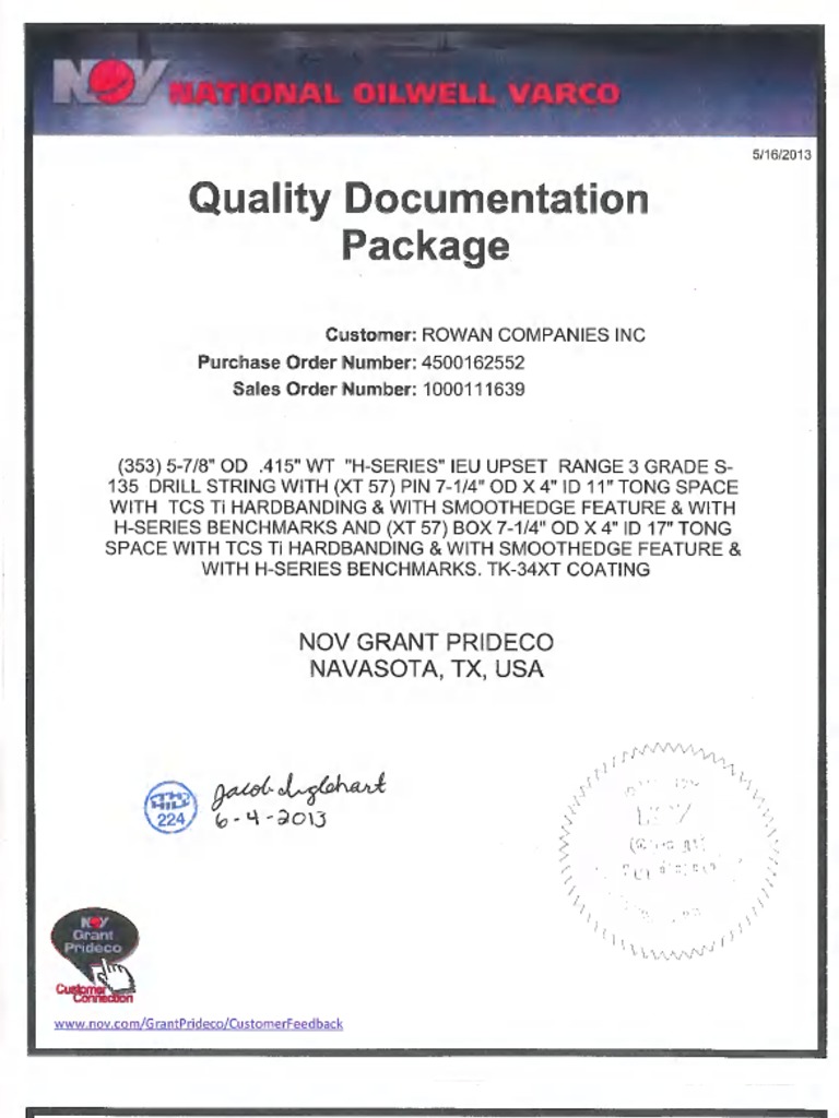 Rowan Renaissance - Spec Sheets For 5.875in .415 Wall DP | PDF