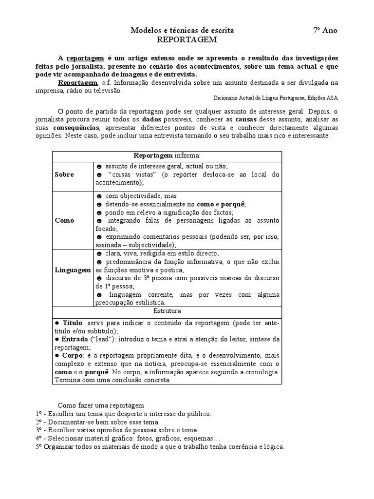 As Etapas para Criar uma Reportagem Precisa e Informativa | PDF ...