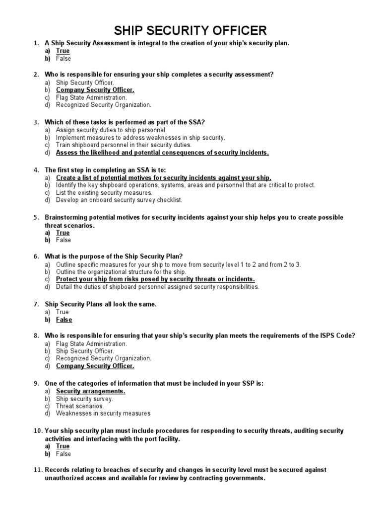 Ship Security Officer Responsibilities | PDF | Improvised Explosive ...