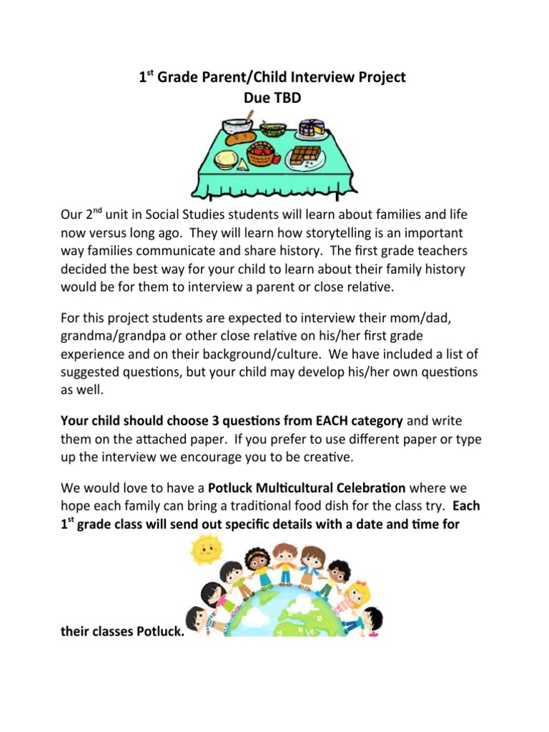 1st Grade Family Interview Project | PDF | Interview