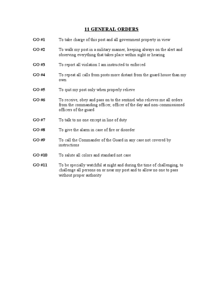 Military General Orders Explained | PDF