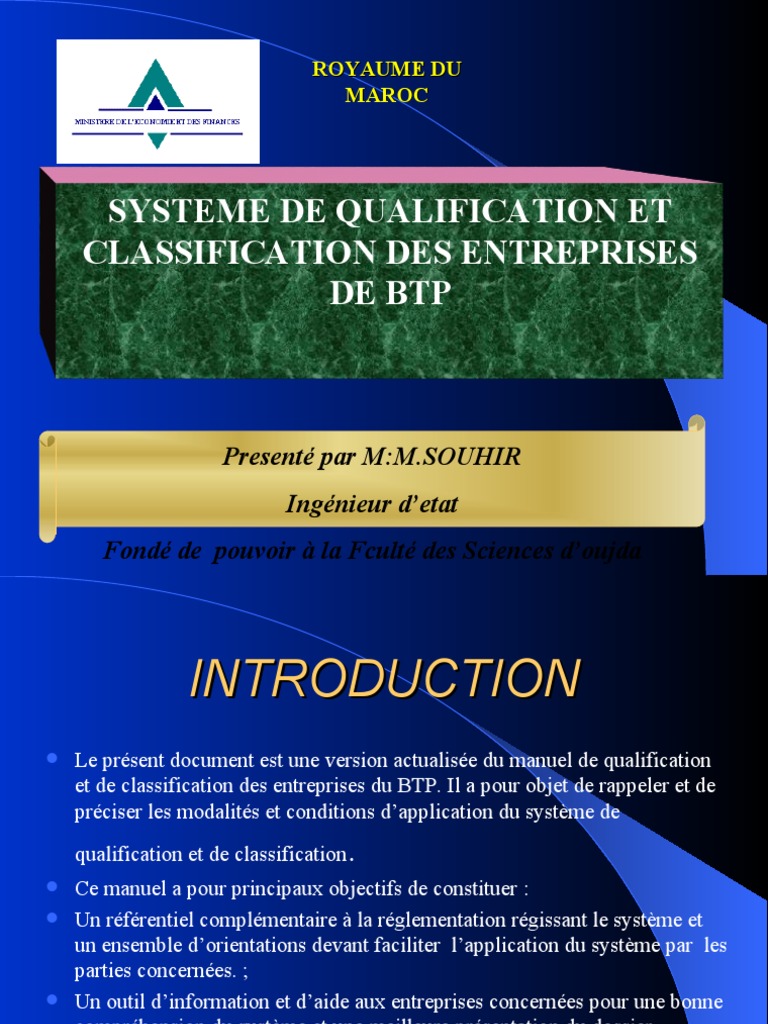 Qualification Et Classification Des EBT | PDF | Béton | Entrepreneur ...