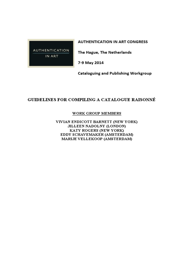 Guidelines for Catalogue Raisonné Compilation | PDF | Image Resolution