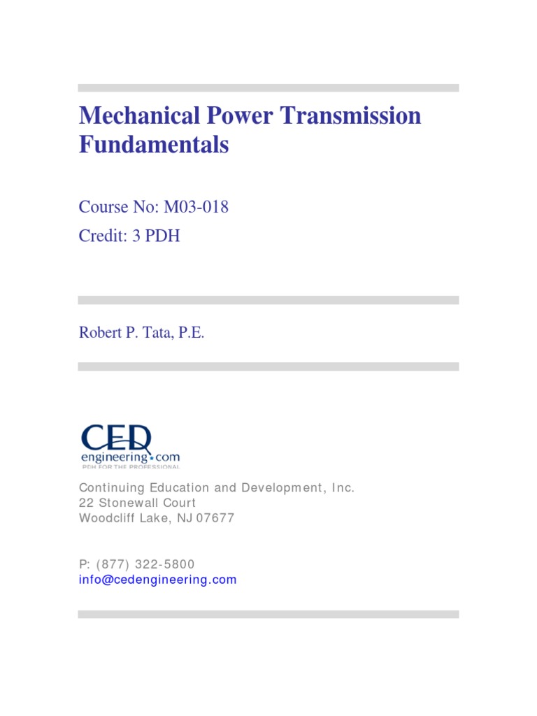 Mechanical Power Transmission Fundamentals-R1 | PDF | Manual ...
