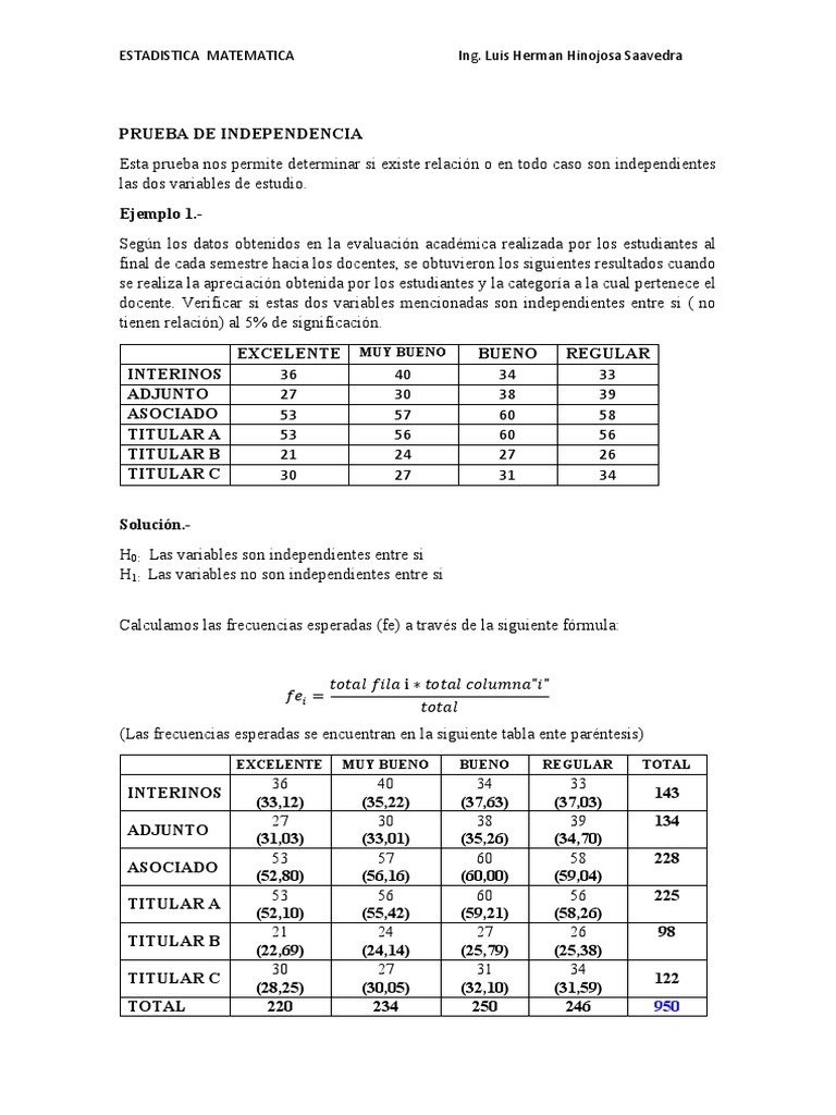Texto Tema 3. Prueba de Homogeneidad e Independencia | PDF ...
