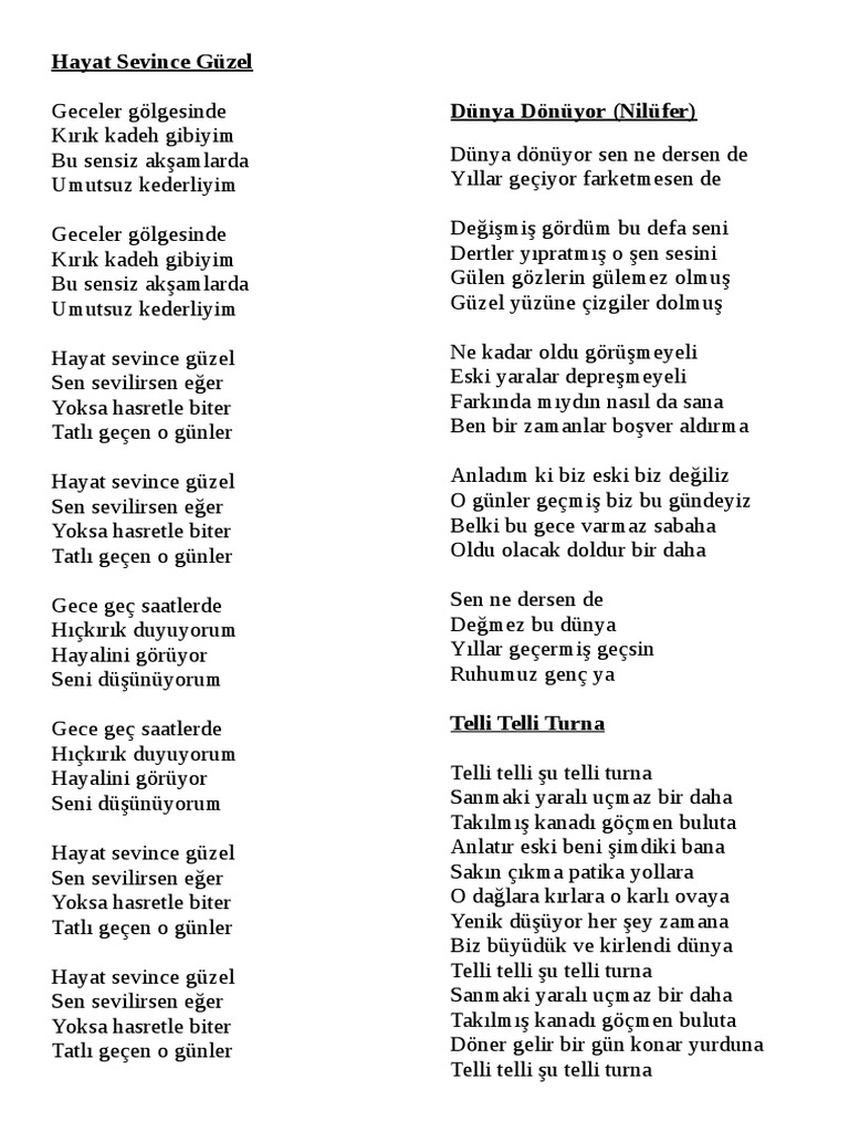 Turkish Lyrics | PDF