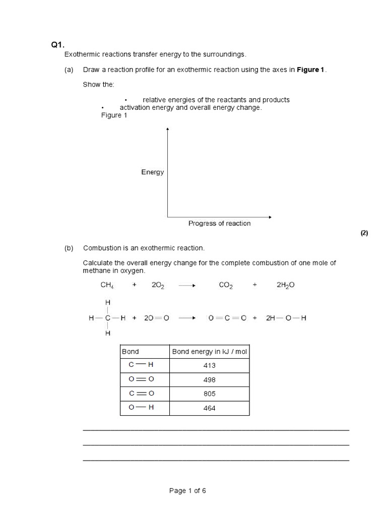 Bond Energy Calculations in Exothermic Reactions | PDF | Chemical ...