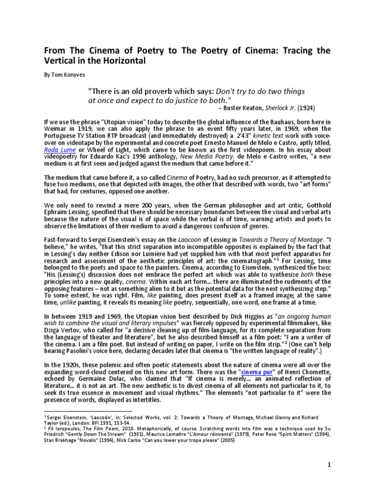 From The Cinema of Poetry To The Poetry of Cinema Tracing The Vertical ...