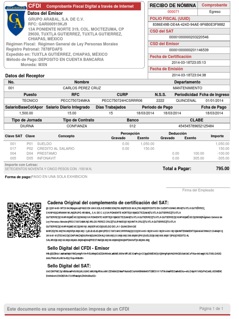 3 Ejemplo de Cfdi Nomina | PDF | Economias | Servicios financieros