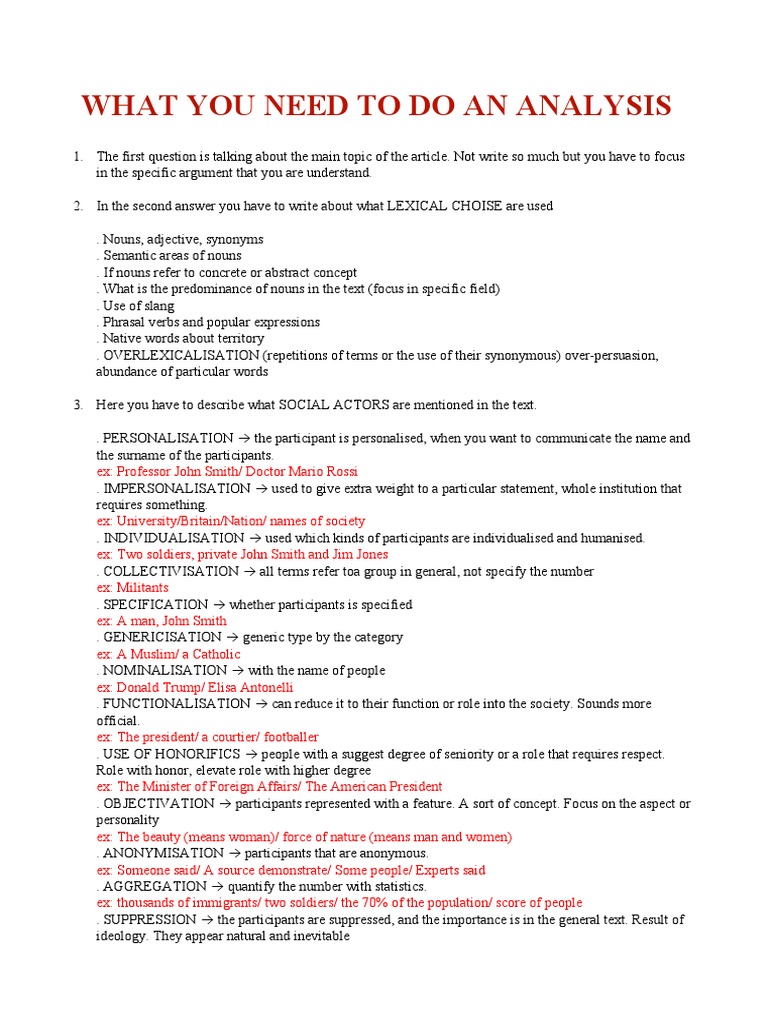 What You Need To Do An Analysis | PDF | Perception | Noun