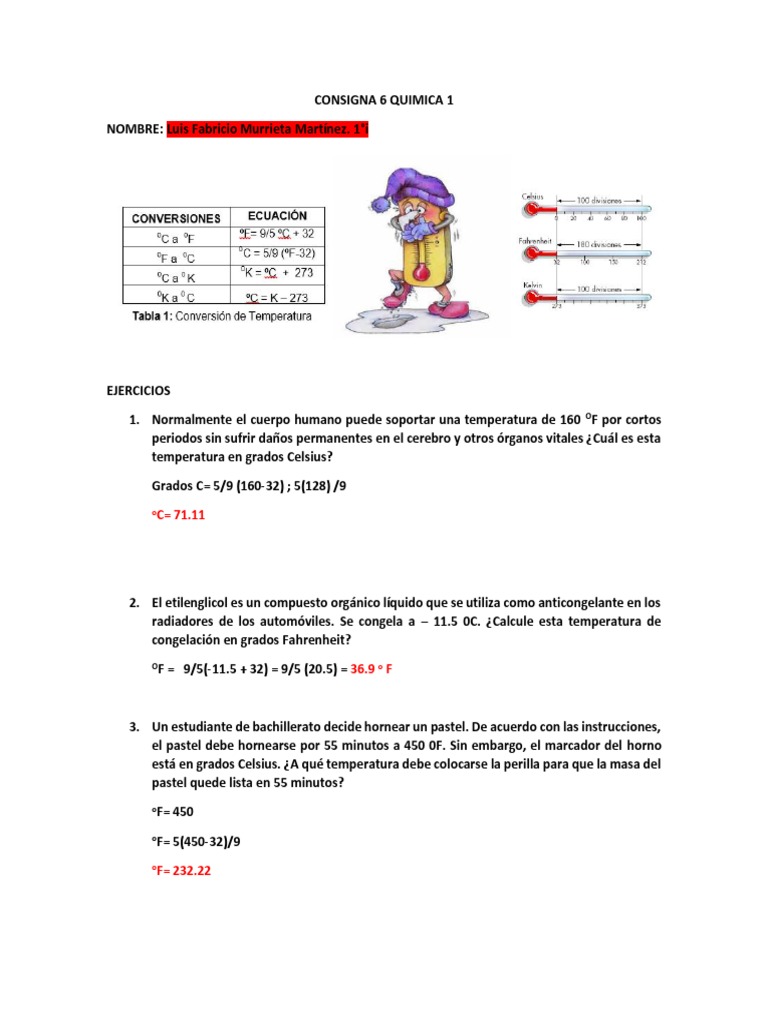 Conversión de Temperaturas en Química | PDF | Celsius | Fahrenheit