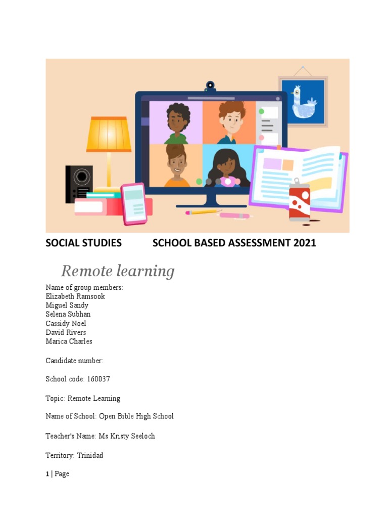 Remote Learning: Social Studies School Based Assessment 2021 | PDF ...