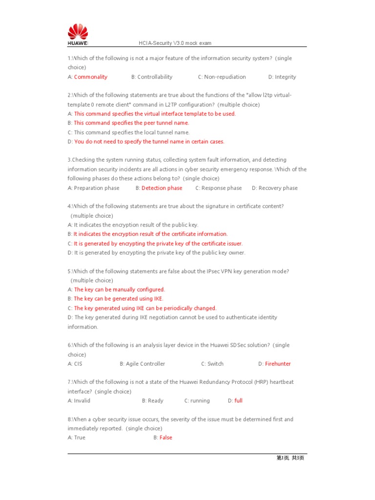HCIA Security V3.0 Mock Exam | PDF | Computer Virus | Computer Network HCIA Security V3.0 Mock Exam | PDF | Computer Virus | Computer Network