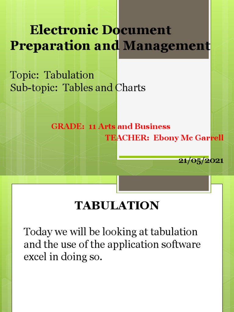 Electronic Document Preparation and Management: Topic: Tabulation Sub ...