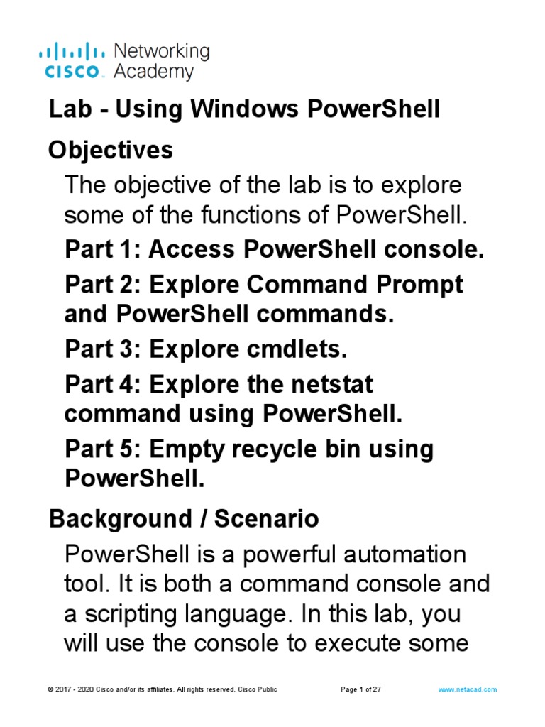 The Objective of The Lab Is To Explore Some of The Functions of Powershell | PDF | Port ...
