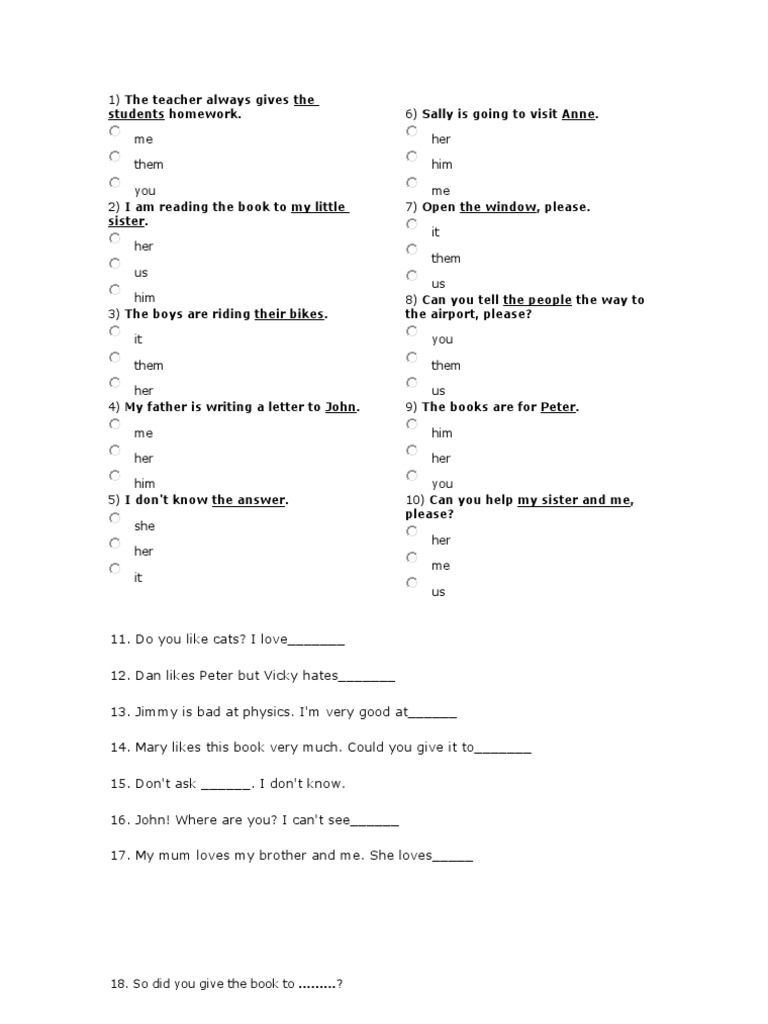 Object Pronouns Exercises | PDF